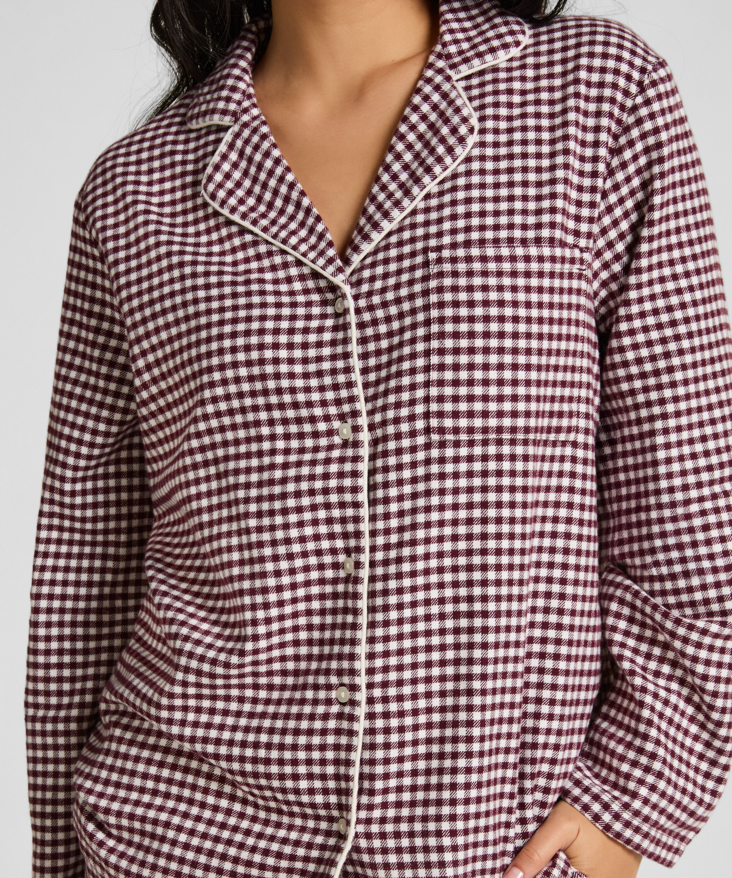 Pyjamatop Flanel Essentials - Paars - Pyjama tops voor dames - Hunkemöller