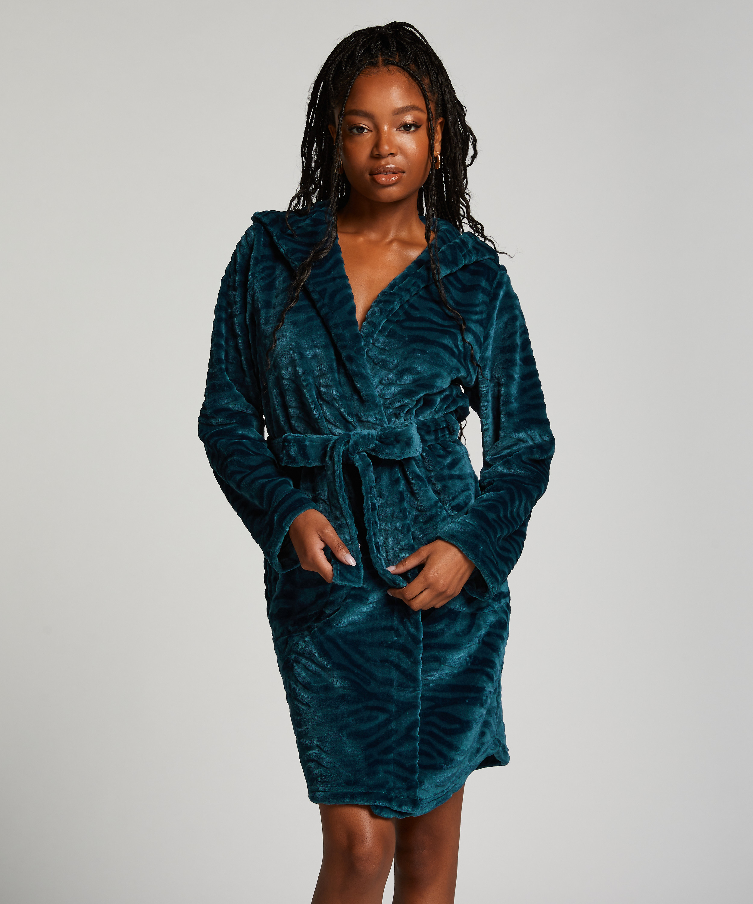 Korte badjas Fleece rib - Badjassen - Hunkemöller